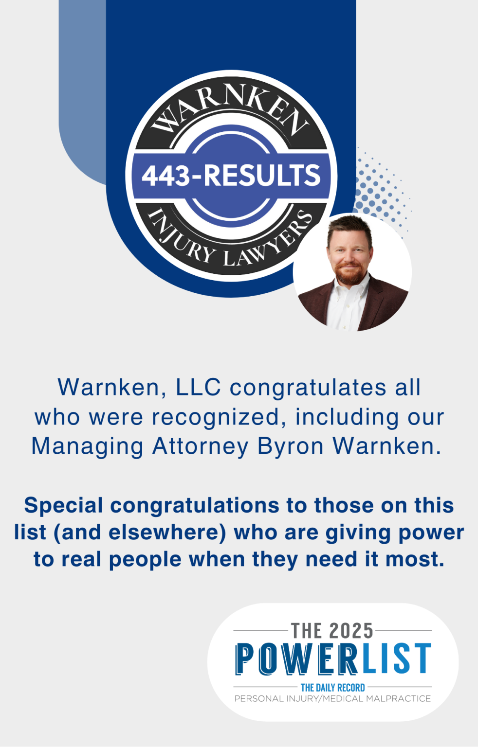 Byron Warnken selected for The Daily Record's 2025 Medical Malpractice ...